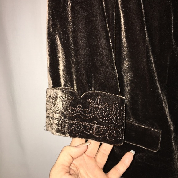 Tahari | Jackets & Coats | Tarahi Velvet Brown Jacket Large | Poshmark